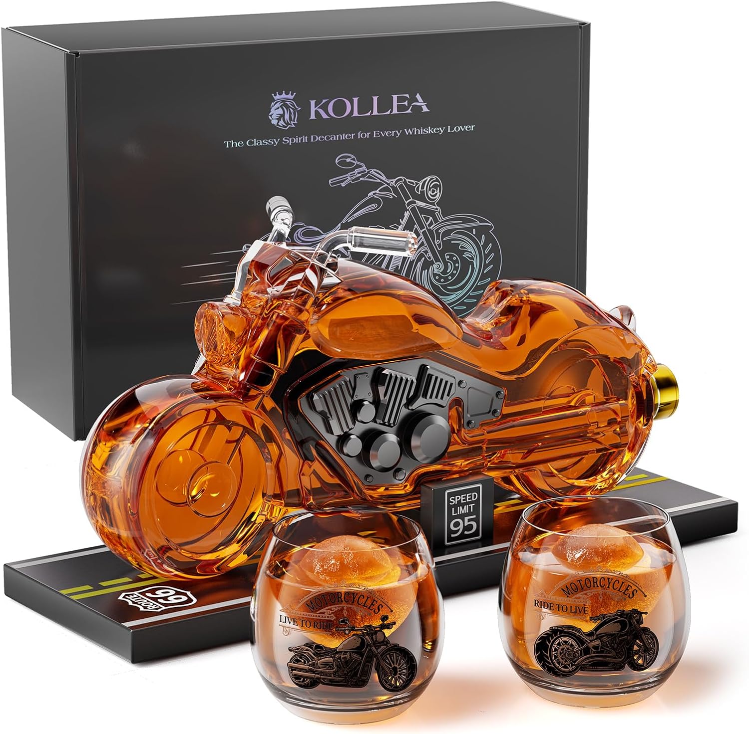 Kollea Motorcycle Whiskey Decanter Set with 2 Glasses – Kollea Whiskey ...